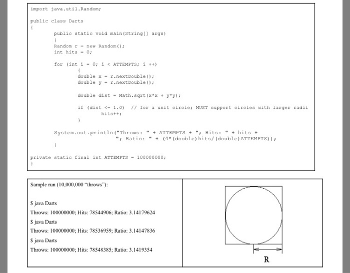 Solved import java.util.Random: public class Darts public | Chegg.com