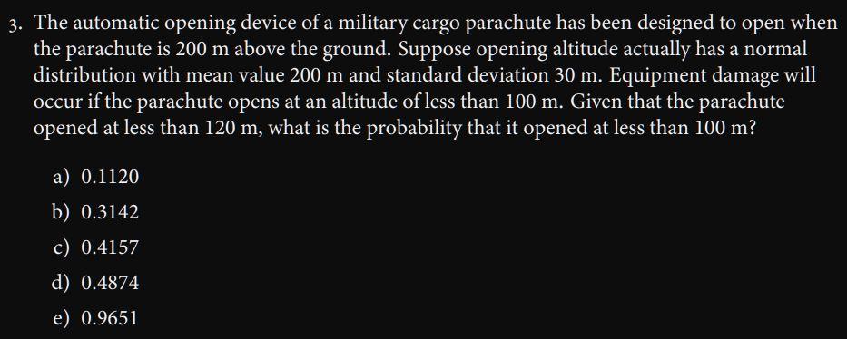 Solved 3. The automatic opening device of a military cargo | Chegg.com
