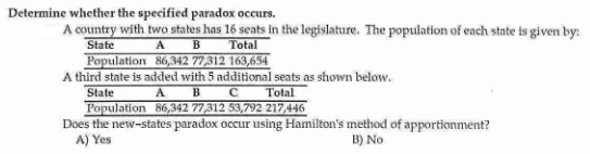 Solved Determine whether the specified paradox occurs. A | Chegg.com