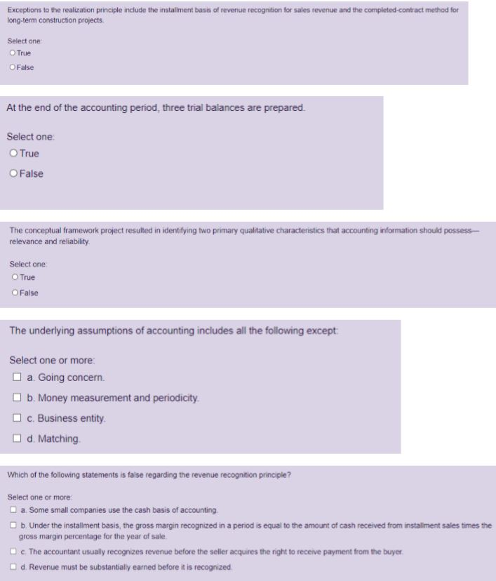 Solved Exceptions to the realization principle include the | Chegg.com