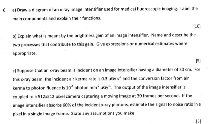 Solved a) Draw a diagram of an x-ray image intensifier used | Chegg.com