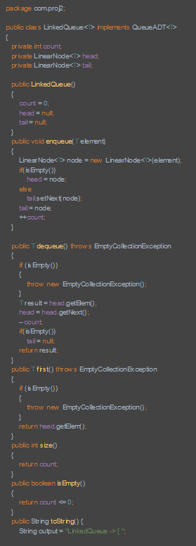 Solved CS102 JAVA Waitline Class for Queue Project In many | Chegg.com