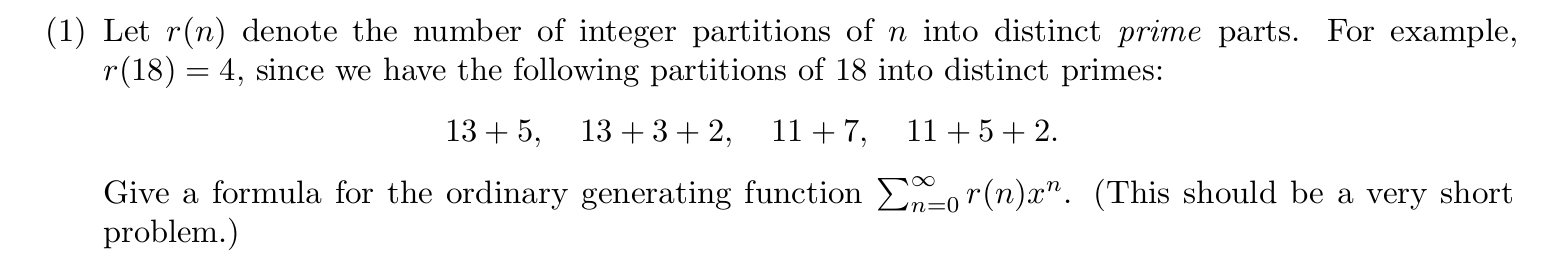 Solved (1) ﻿Let r(n) ﻿denote the number of ﻿integer | Chegg.com