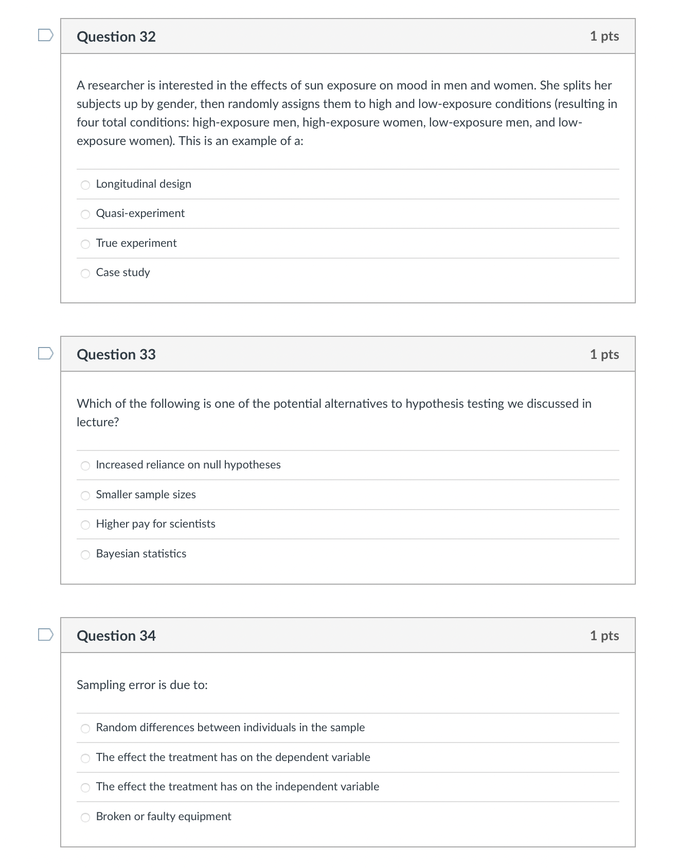 Solved A researcher is interested in the effects of sun | Chegg.com