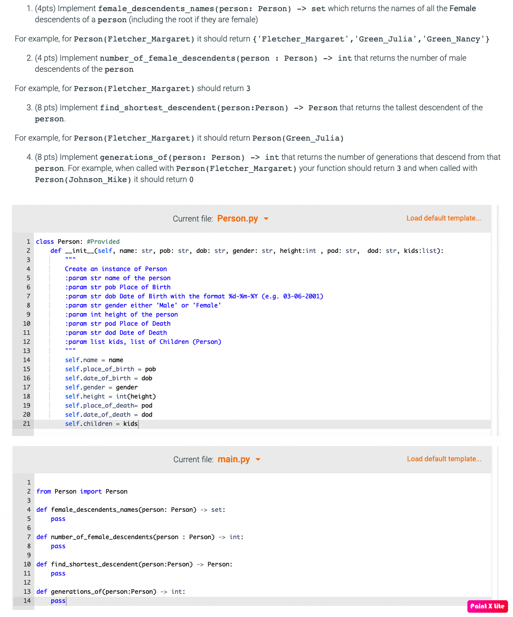 Solved Given pre-populated Person object (see | Chegg.com
