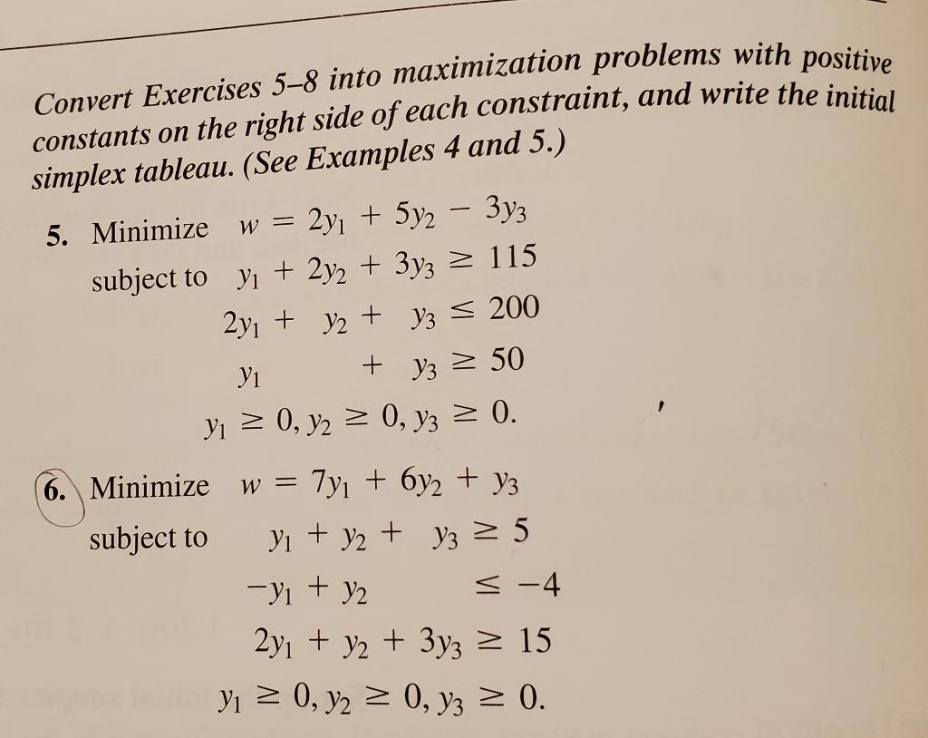 Solved Convert Exercises 5-8 into maximization problems with | Chegg.com