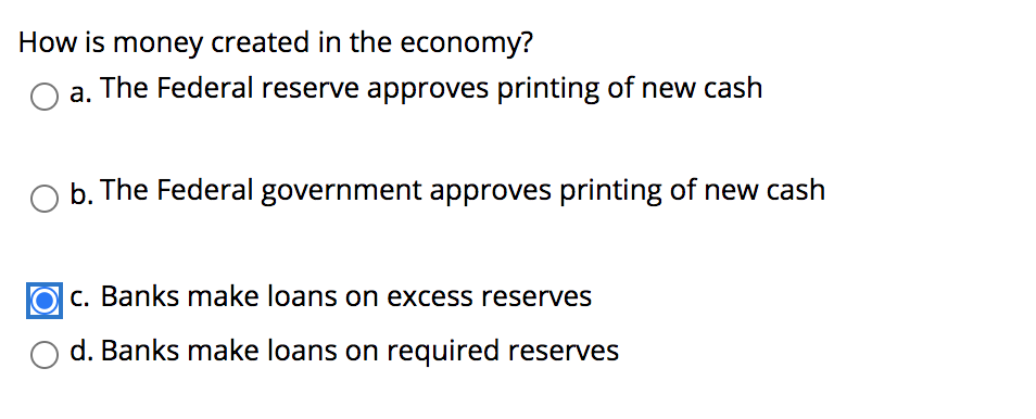 Solved How is money created in the economy? a. The Federal | Chegg.com