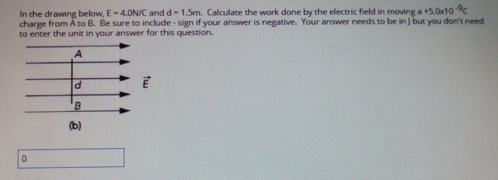 Solved In the drawing below, E-4.0N/C and d = 1.5m. | Chegg.com