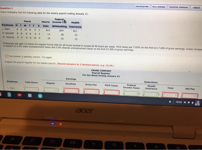 Solved PULL SCREEN PRINTER VERSION BACK Question 1 Crane | Chegg.com