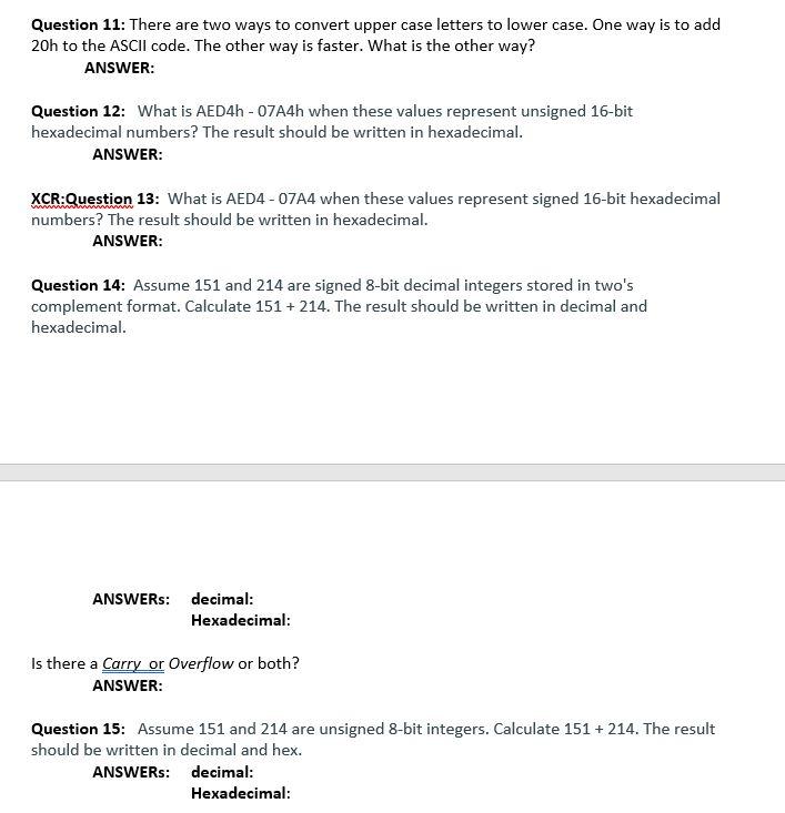 Solved Question 11: There are two ways to convert upper case | Chegg.com
