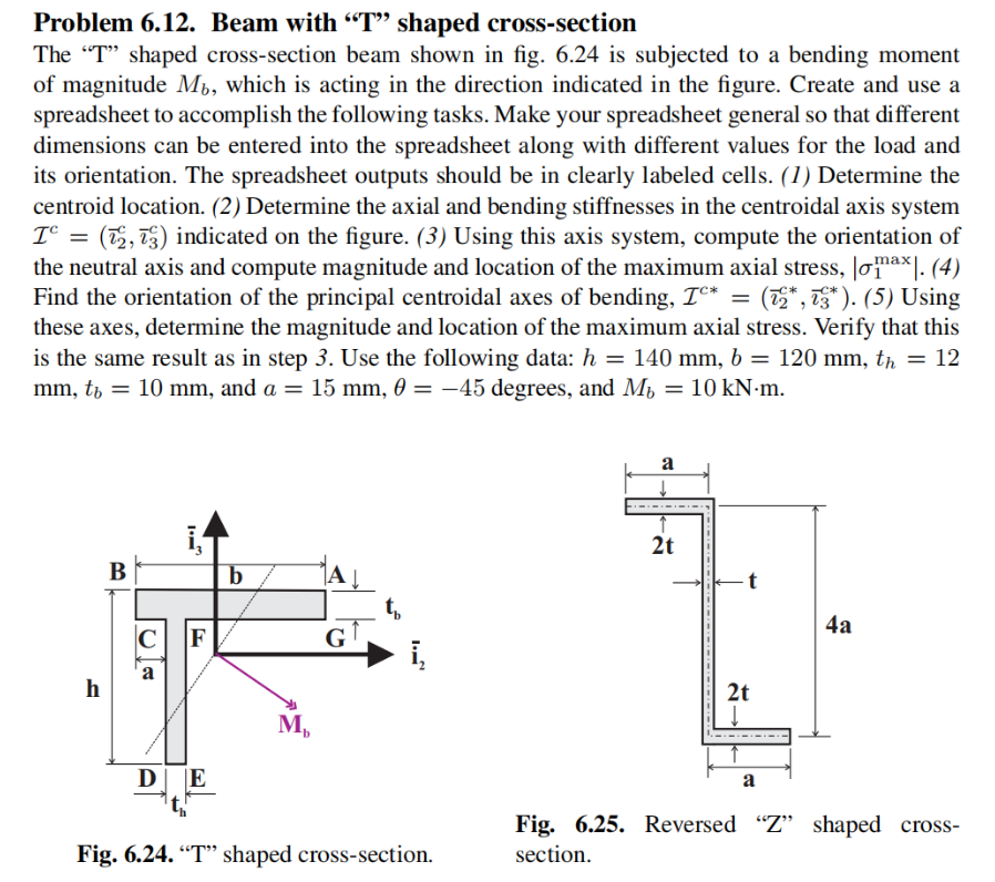 Solved Problem 6.12. Beam with “T” shaped cross-section The | Chegg.com
