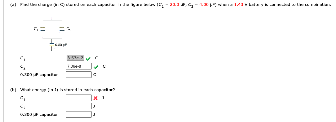 Solved Find the charge (in C) stored on each capacitor in | Chegg.com