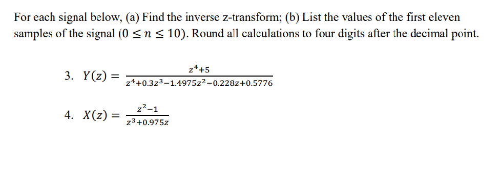 Solved For each signal below, (a) Find the inverse | Chegg.com