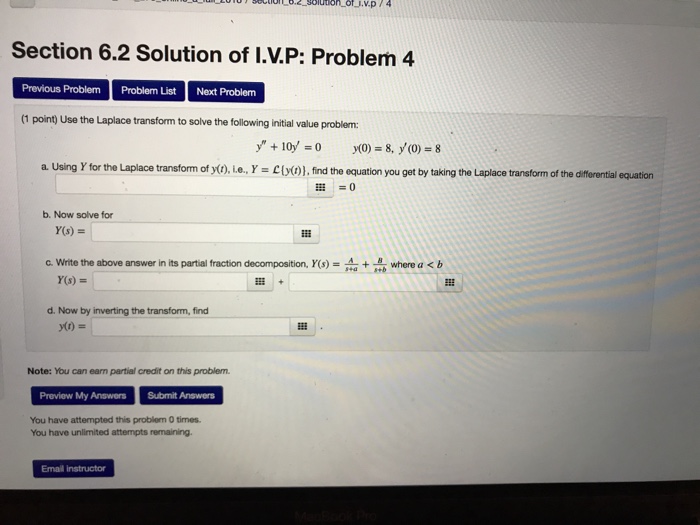 Solved Section 6.2 Solution of I.V.P: Problem 4 Previous | Chegg.com