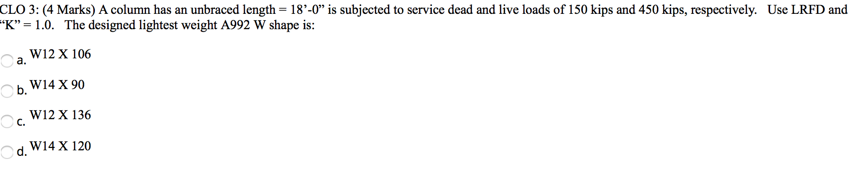 Solved CLO 3: (4 Marks) A column has an unbraced length = | Chegg.com