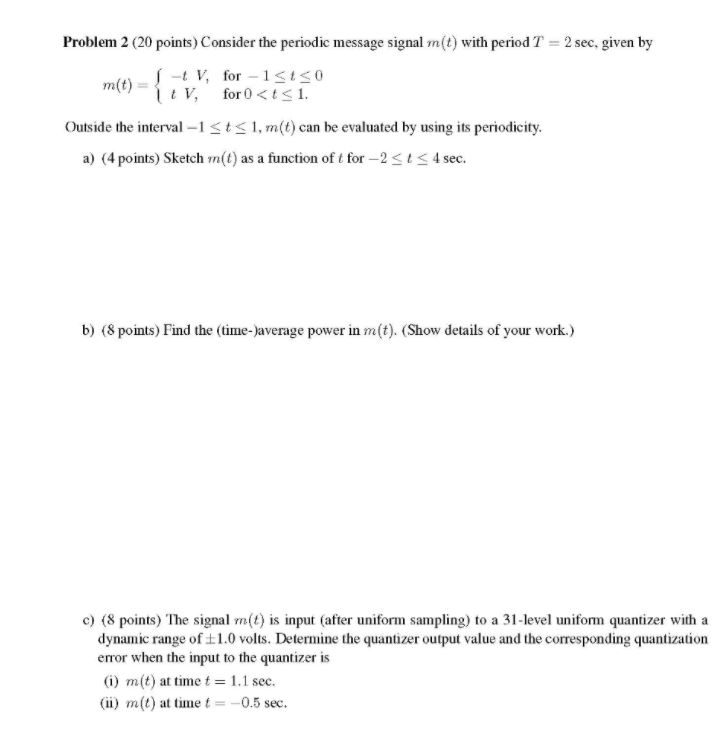 Solved Problem 2 (20 points) Consider the periodic message | Chegg.com