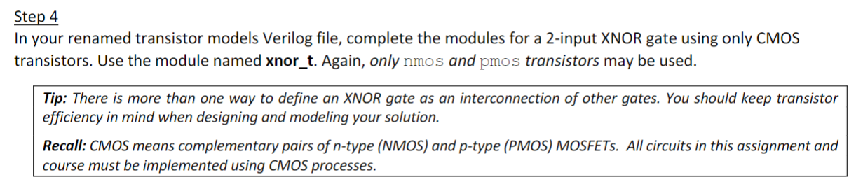Solved Step 4in Your Renamed Transistor Models Verilog File