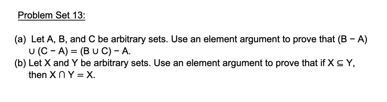 Solved (a) Let A,B, and C be arbitrary sets. Use an element | Chegg.com