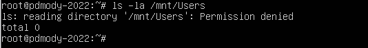 Solved root@pdmody-2022: \#\# 1s - la /mnt/Users ls: reading | Chegg.com