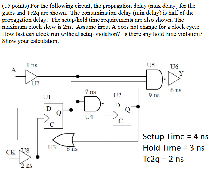 Solved (15 points) For the following circuit, the | Chegg.com