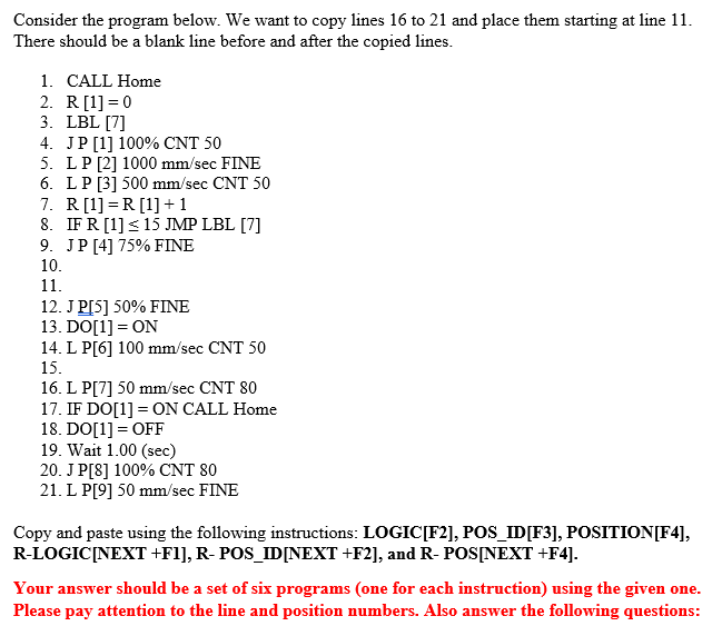 Solved Answer the following based upon Fanuc Robots, each | Chegg.com
