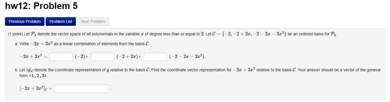 Solved hw12: Problem 5 Previous Problem Problem List Next | Chegg.com