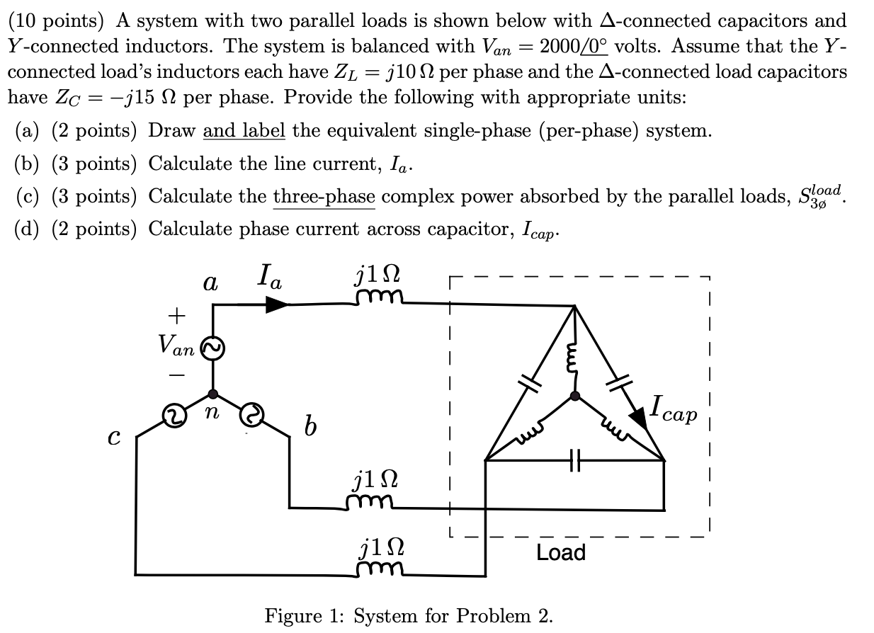 Solved (10 points) A system with two parallel loads is shown | Chegg.com