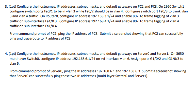 CS4471 Inter-VLAN Routing using Router-on-a-Stick and | Chegg.com