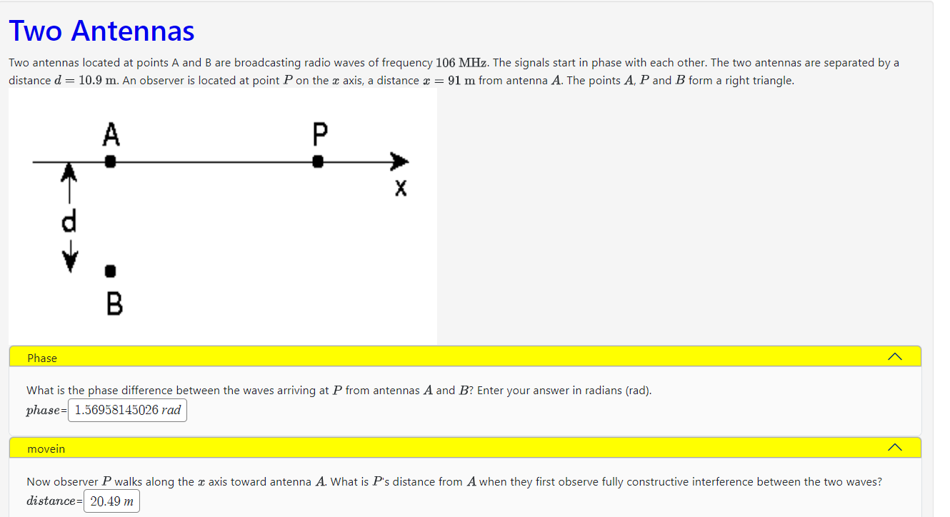 Solved Two AntennasTwo antennas located at points A and B | Chegg.com