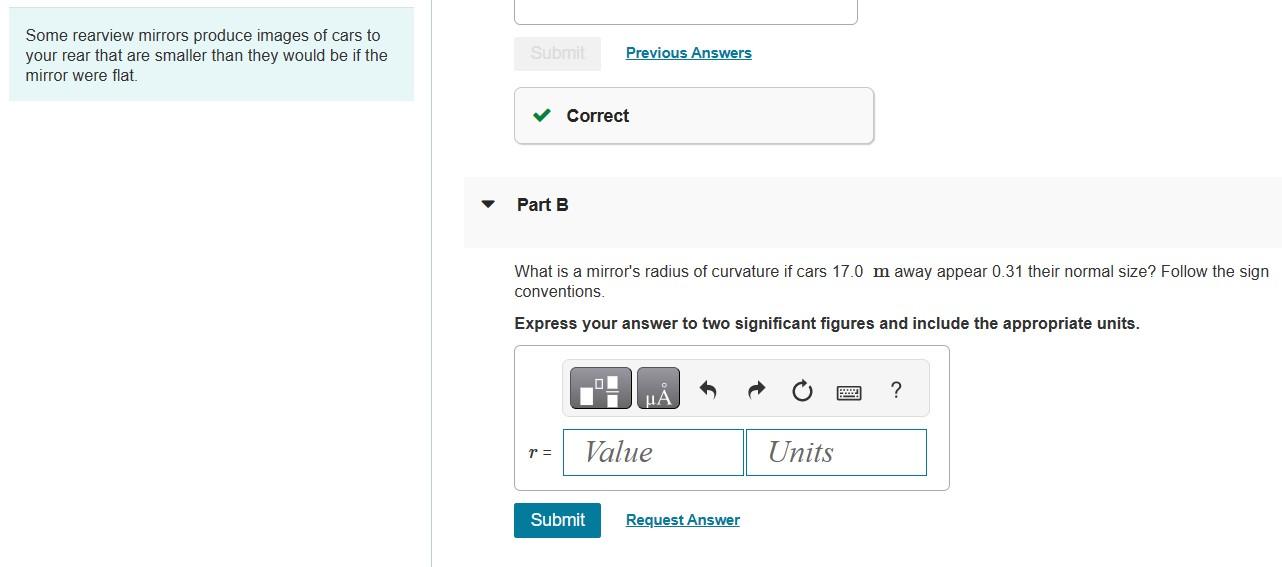 Solved Some rearview mirrors produce images of cars to your | Chegg.com