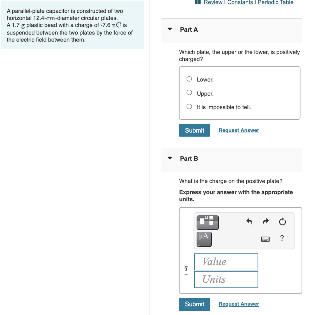 Solved Review | Constants Periodic Table A parallel-plate | Chegg.com