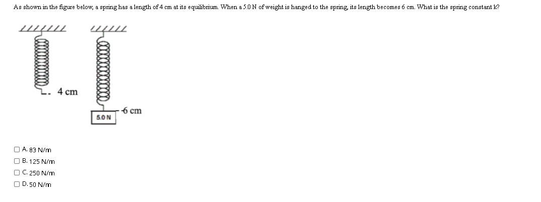 Solved As shown in the figure below, a spring has a length | Chegg.com