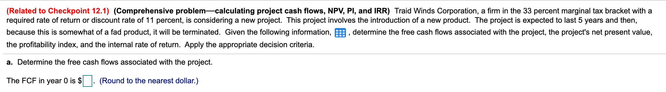 Solved (Related to Checkpoint 12.1) (Comprehensive problem | Chegg.com