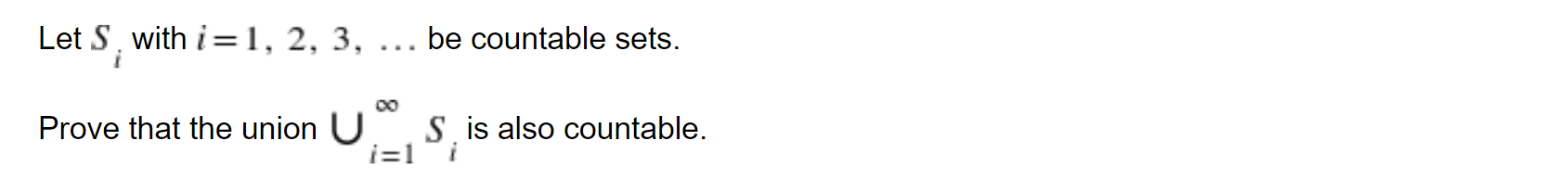 Solved Let S, with i=1, 2, 3, ... be countable sets. Prove | Chegg.com