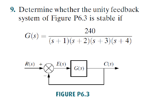 Solved 9. Determine whether the unity feedback system of | Chegg.com
