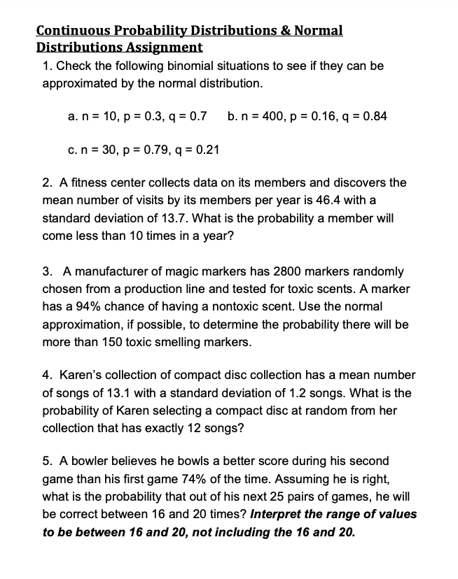 Solved Continuous Probability Distributions & | Chegg.com