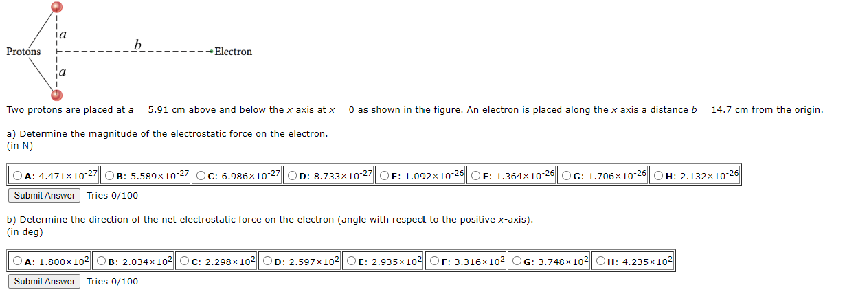 Solved a) Determine the magnitude of the electrostatic force | Chegg.com