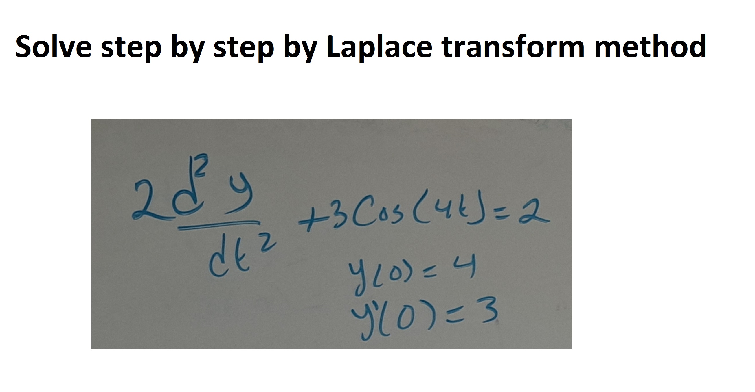 Solved Solve step by step by Laplace transform method | Chegg.com