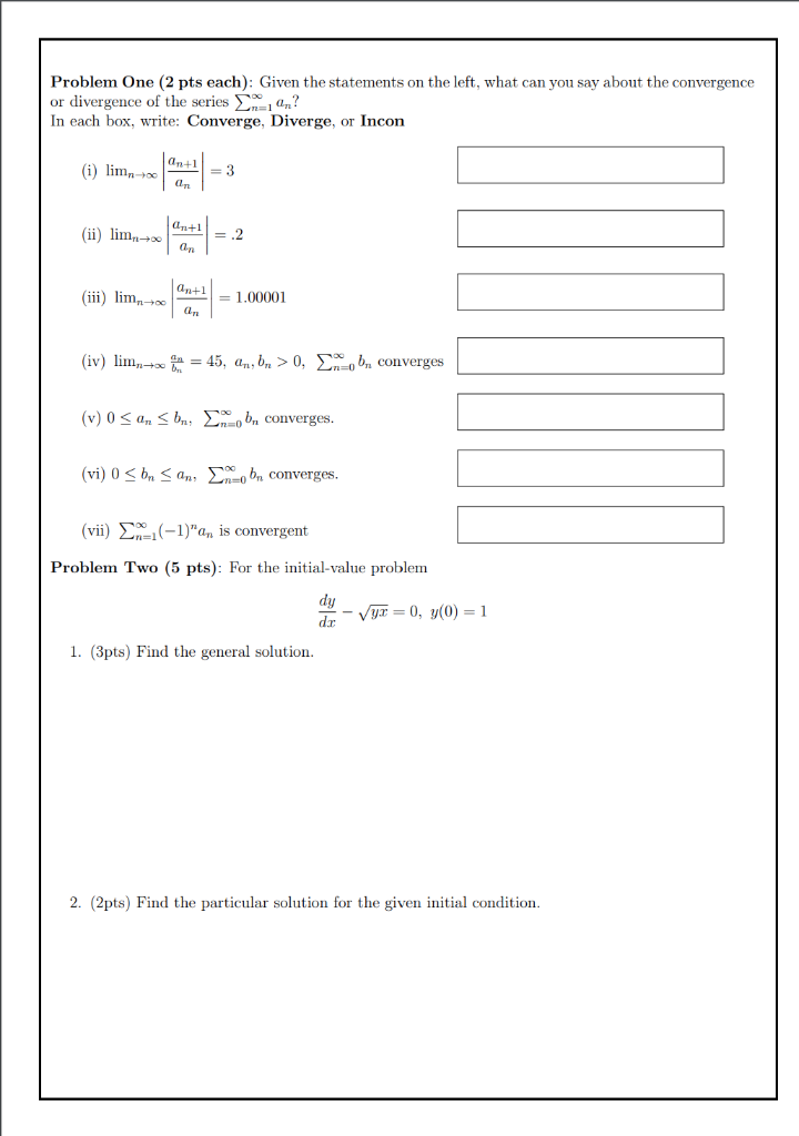 Solved Problem One (2 pts each): Given the statements on the | Chegg.com