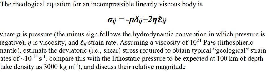 Solved The rheological equation for an incompressible | Chegg.com