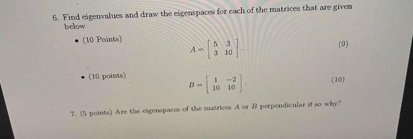 Solved 6. Find eigenvalues and draw the eigenspaces for each | Chegg.com
