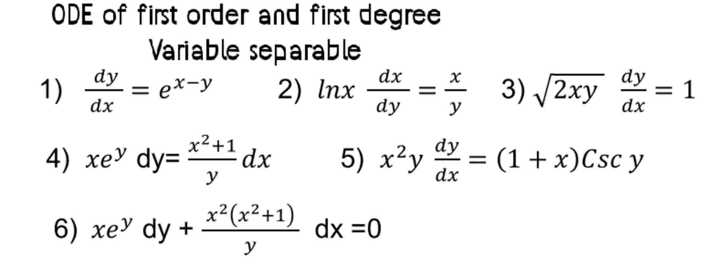 Solved ODE of ﻿first order and first degreeVariable | Chegg.com