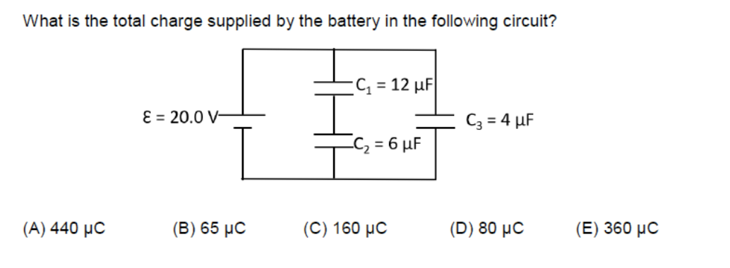 Solved What is the total charge supplied by the battery in | Chegg.com