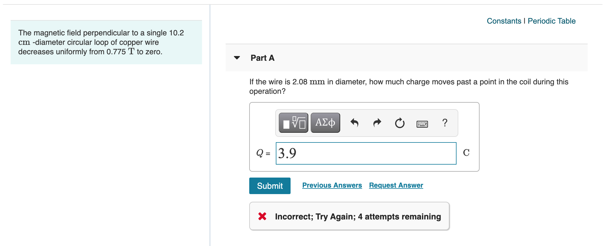 Solved Constants | Periodic Table The magnetic field | Chegg.com
