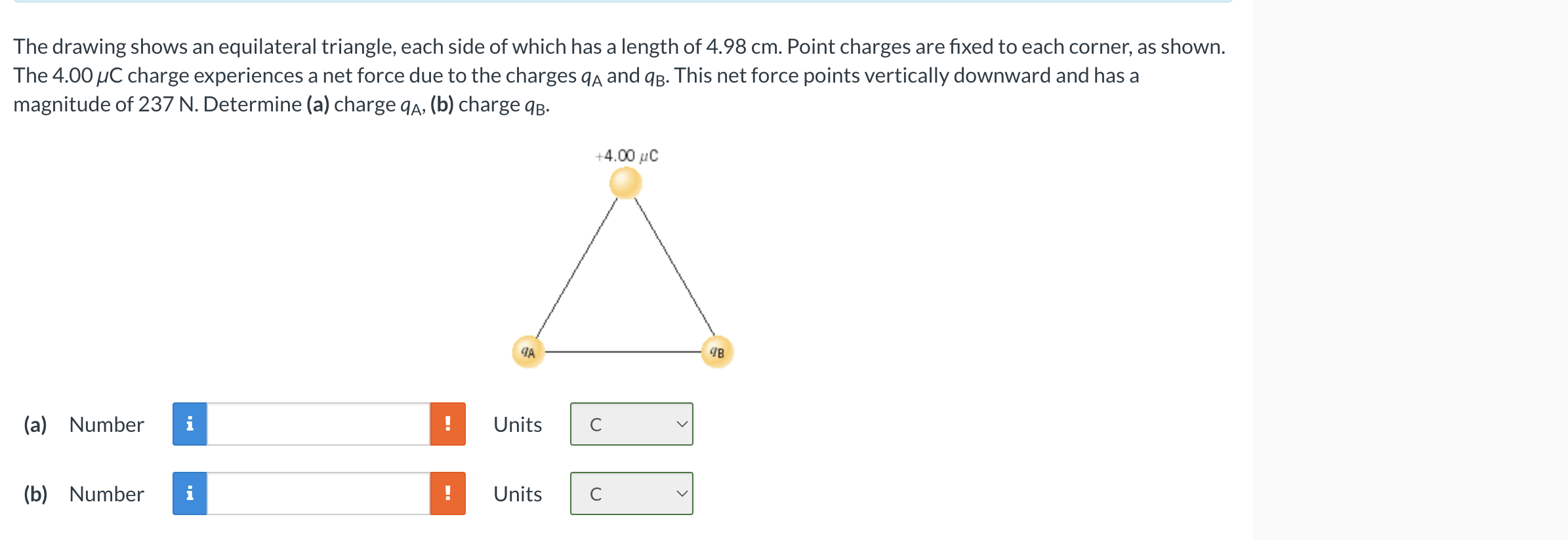 Solved The drawing shows an equilateral triangle, each side | Chegg.com