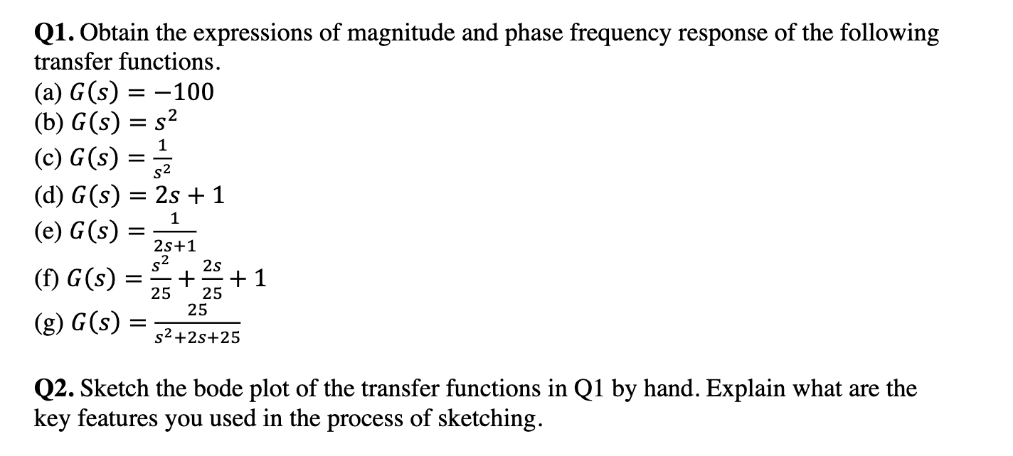Solved Q1. Obtain the expressions of magnitude and phase | Chegg.com