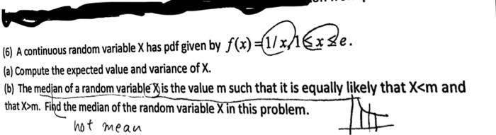 Solved 1 (6) A continuous random variable X has pdf given by | Chegg.com