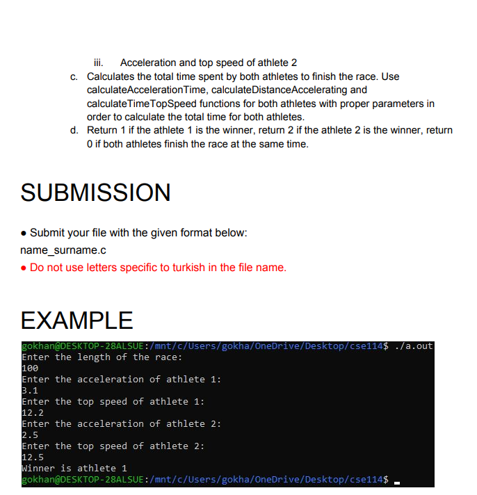 Solved In this homework you will write a running race | Chegg.com