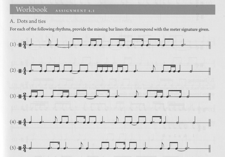 A. Dots and ties For each of the following rhythms, | Chegg.com
