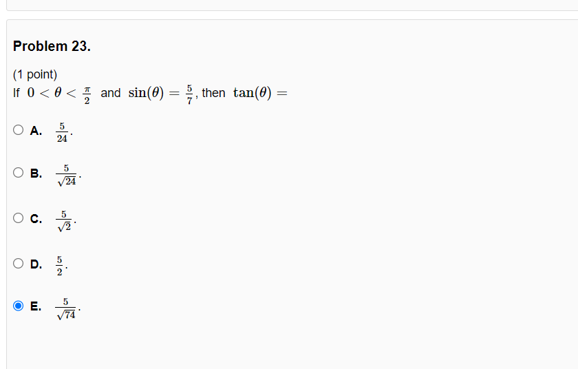 Solved Problem 23.(1 ﻿point)If 0